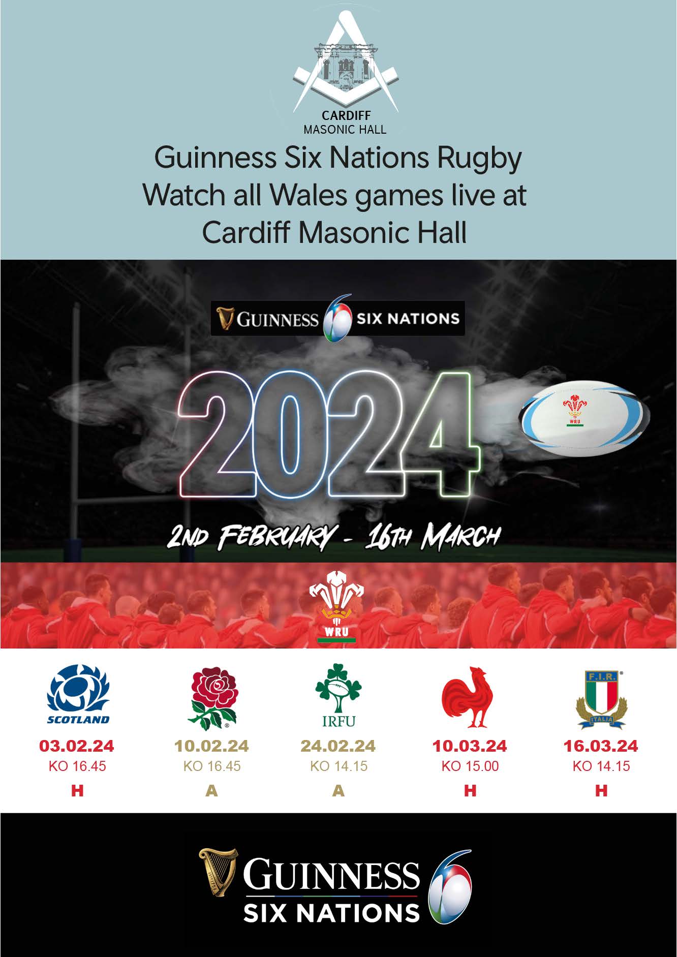 Guinness Six Nations Rugby - Cardiff Masonic Hall